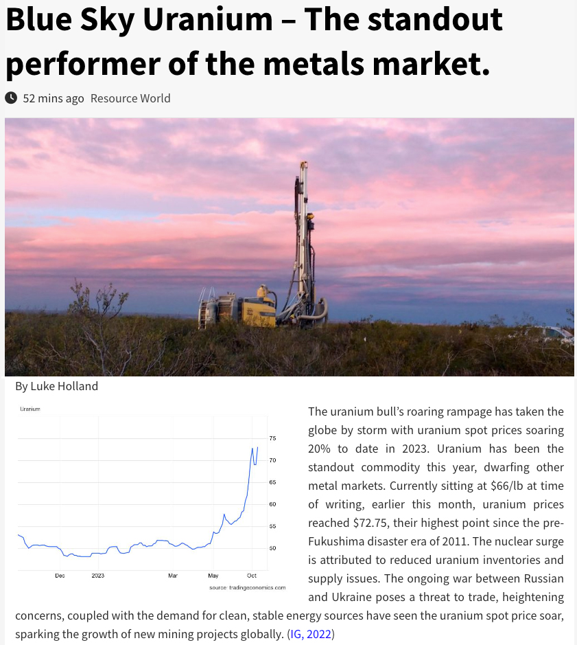 Blue Sky Uranium Corp. | Blue Sky Uranium – The standout performer of ...